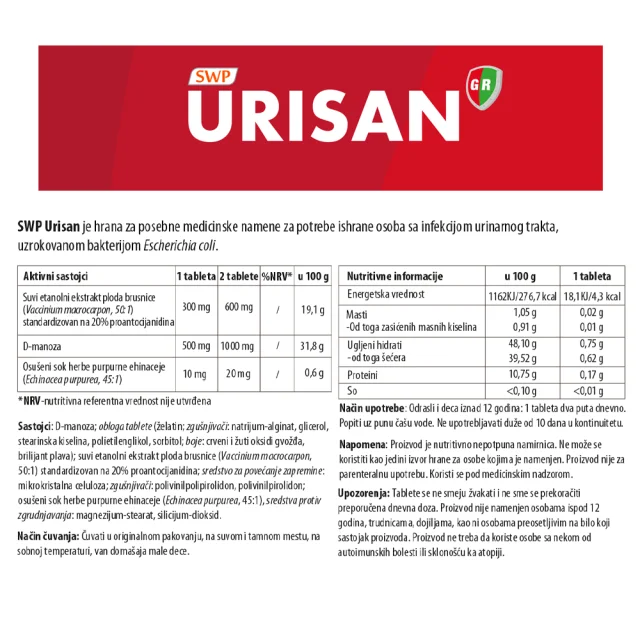 URISAN, SWP, za urinarne infekcije, 30 tableta| Apoteka Flos